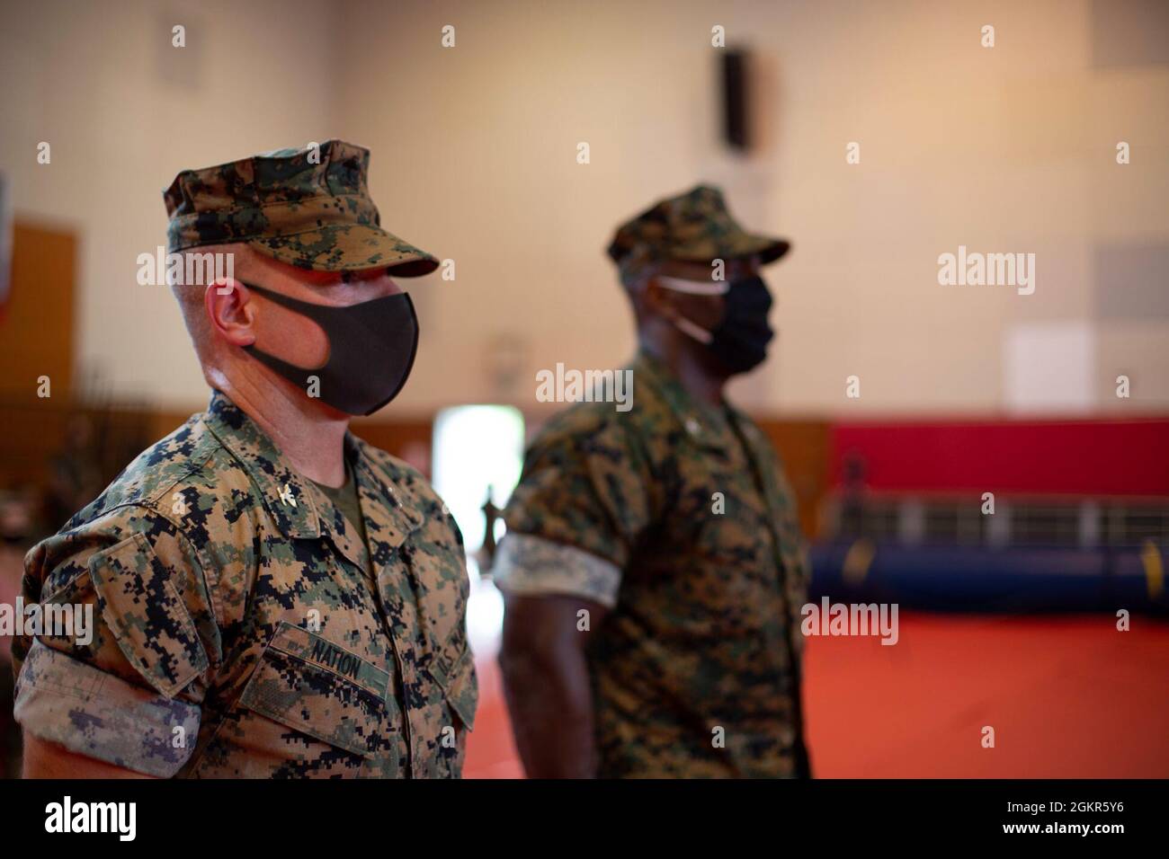 U.S. Marine Corps Col. Matthew R. Nation (left) with Headquarters ...