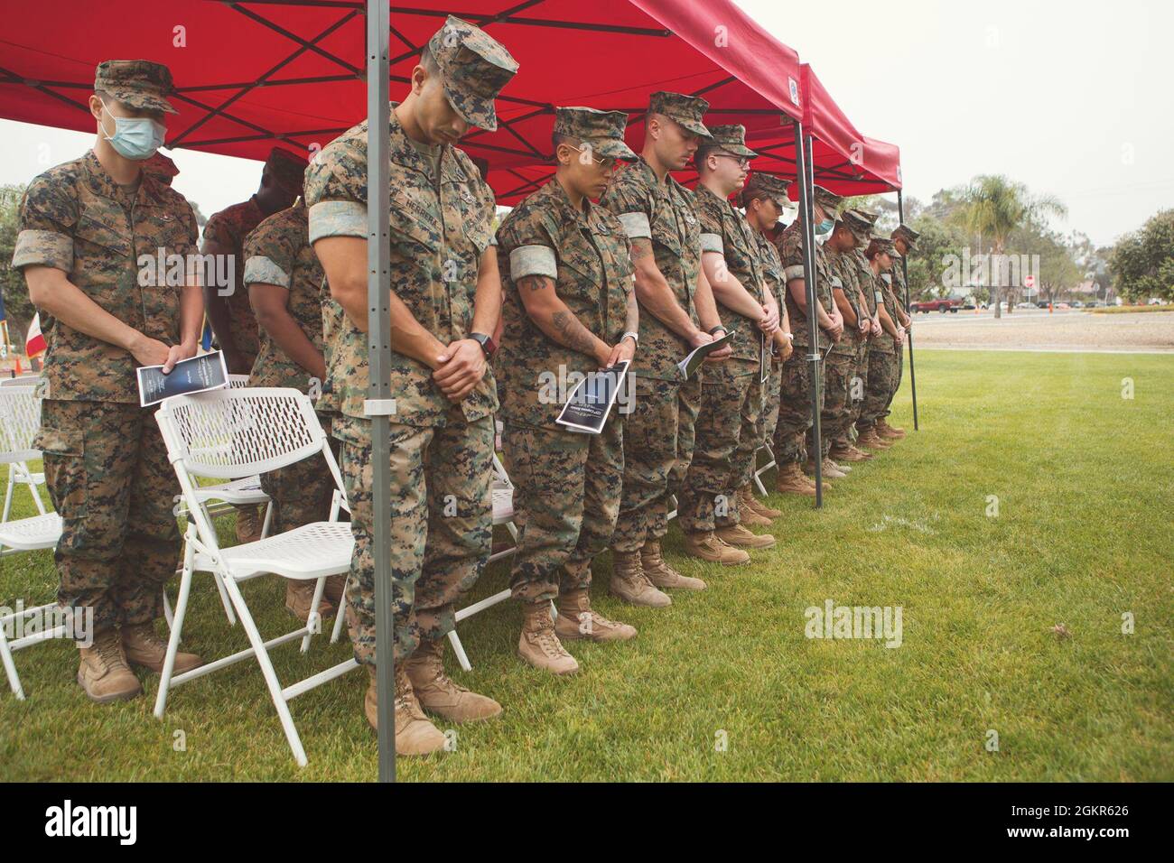 U.S. Navy Sailors with 1st Marine logistics group, hold a ceremony for ...