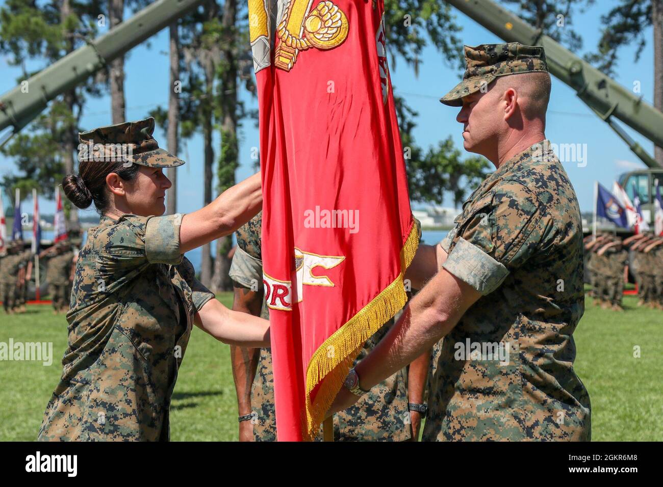 U.S. Marine Corps Lt. Col. Cameron A Fitzsimmons, left, incoming ...