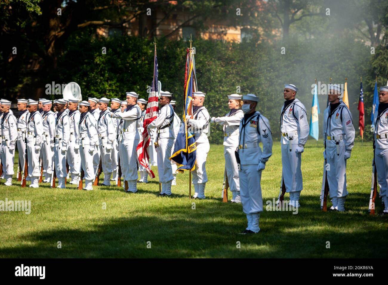 WASHINGTON, DC (June 17, 2021) – The U.S. Navy Ceremonial Guard stands ...
