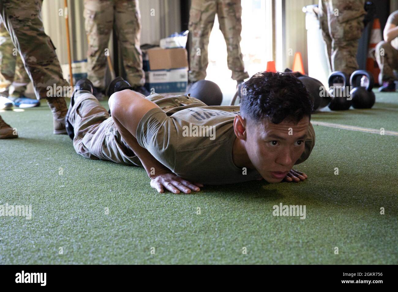 Capt. Anthony Duong, 520th Medical Company (Area Support), performs the ...