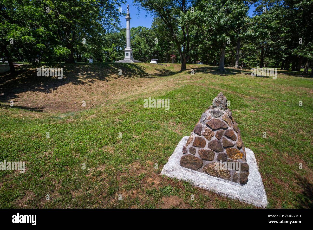 View of the ditch that surrounded Fort Mercer’s earthworks and the Red ...