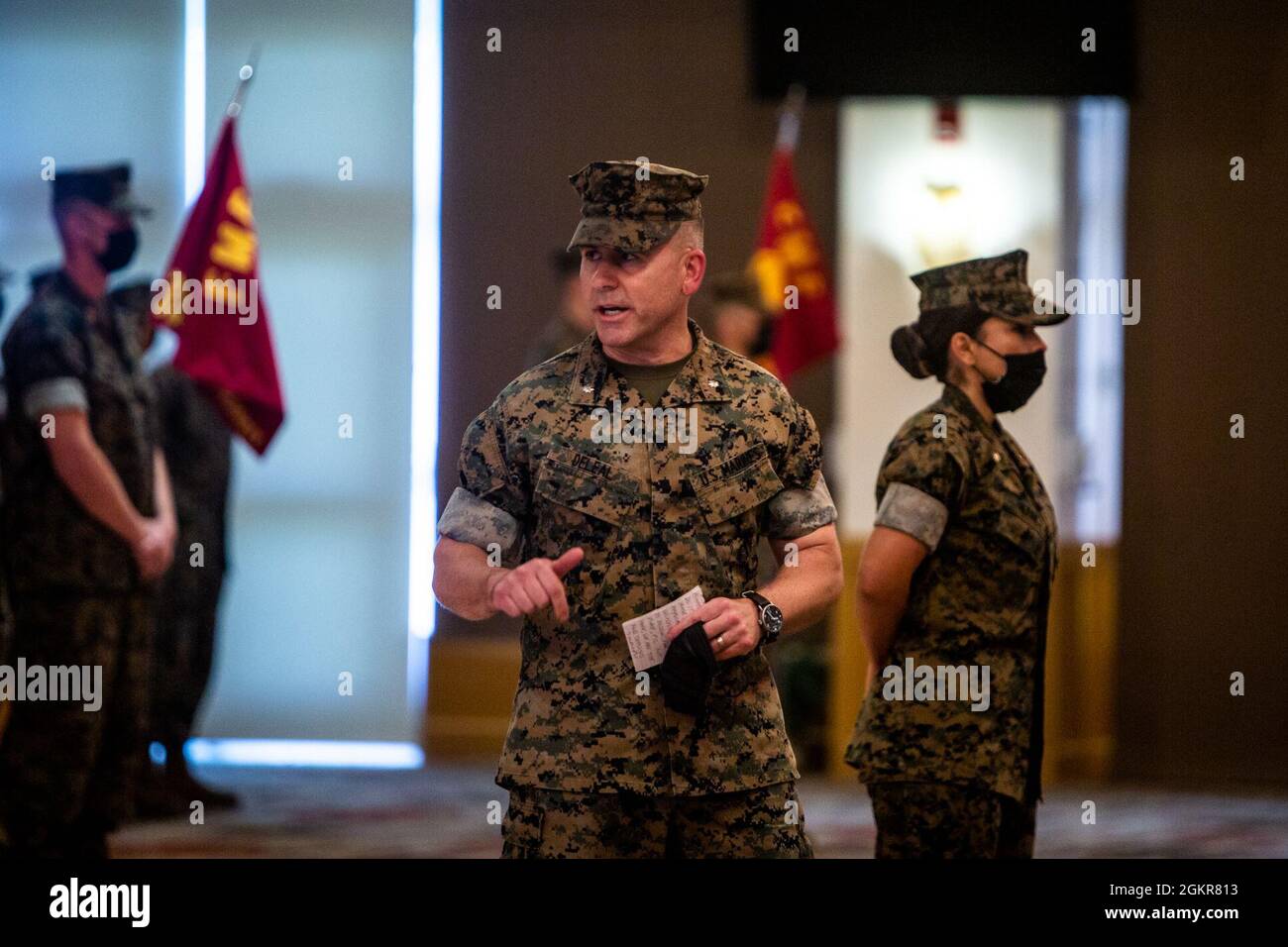U.S. Marine Lt. Col. William E. Deleal, outgoing battalion commander ...