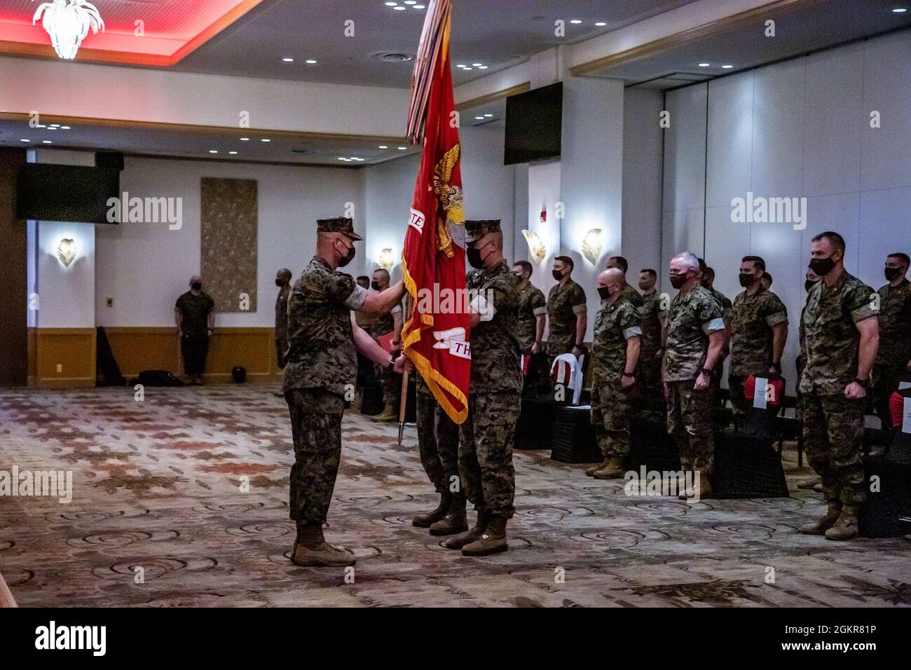 U.S. Marine Corps Lt. Col. Allan S. Chiu, right, and Lt. Col. William E ...