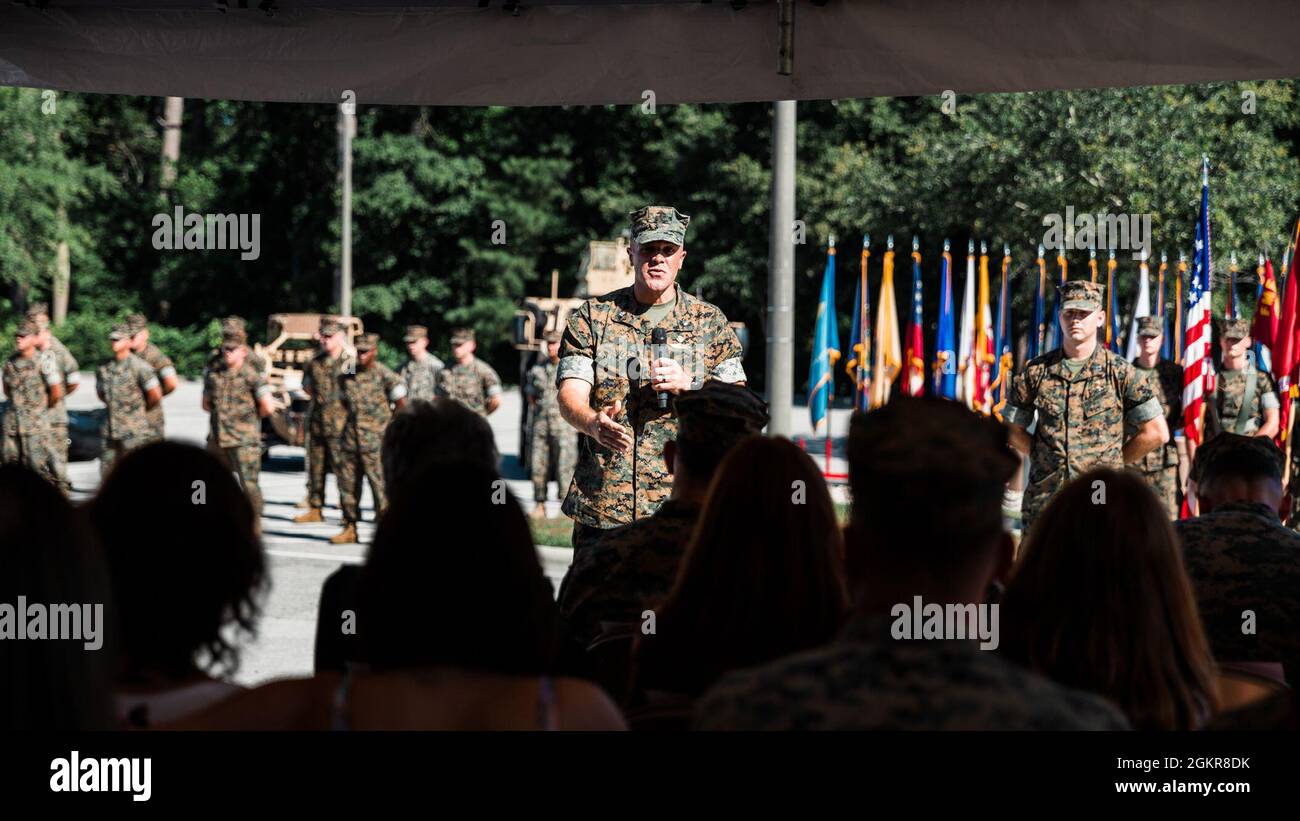 U.S. Marine Corps Lt. Col. Eric Tee, the incoming battalion commander ...