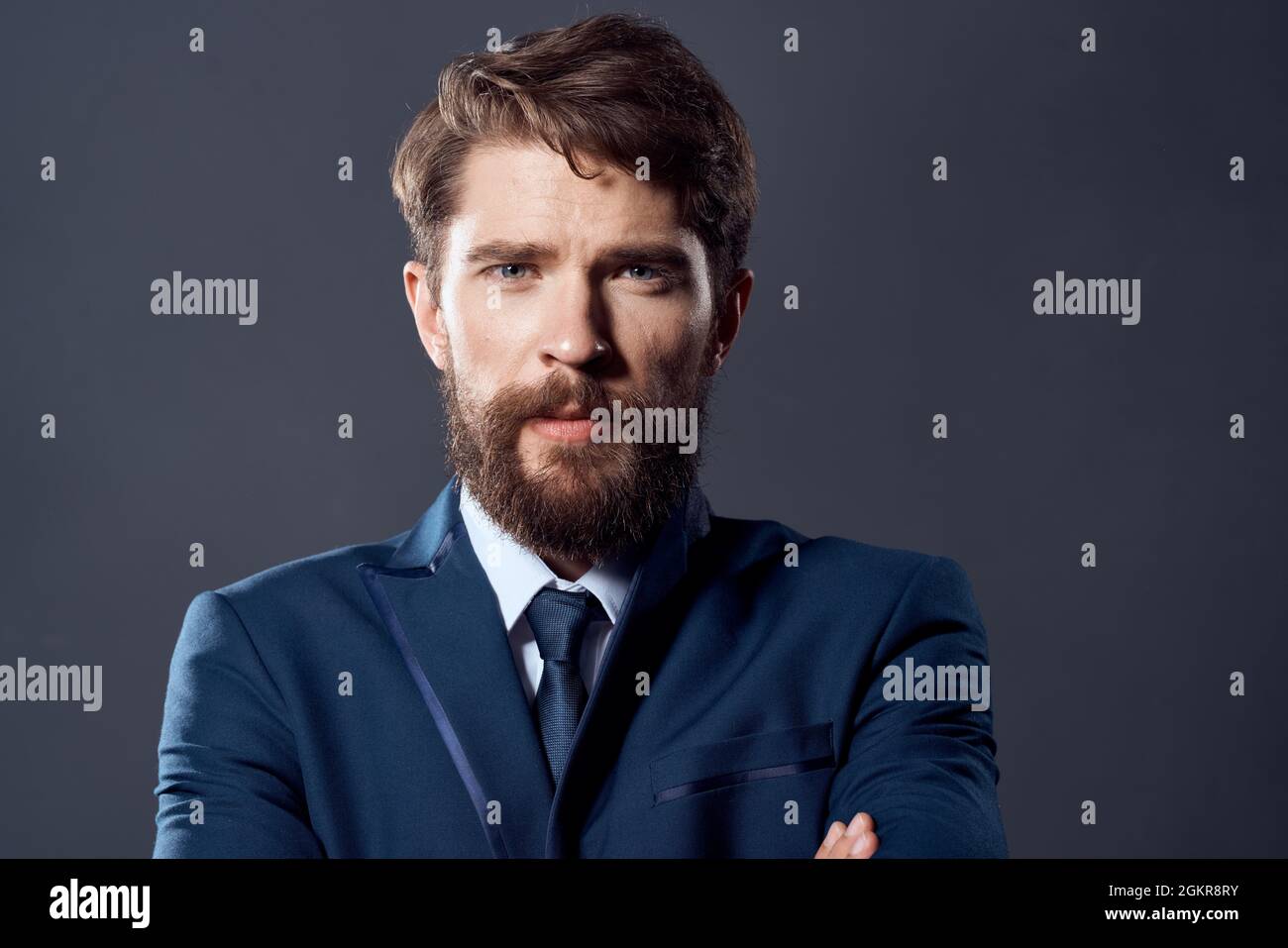 bearded man executive office isolated background Stock Photo - Alamy