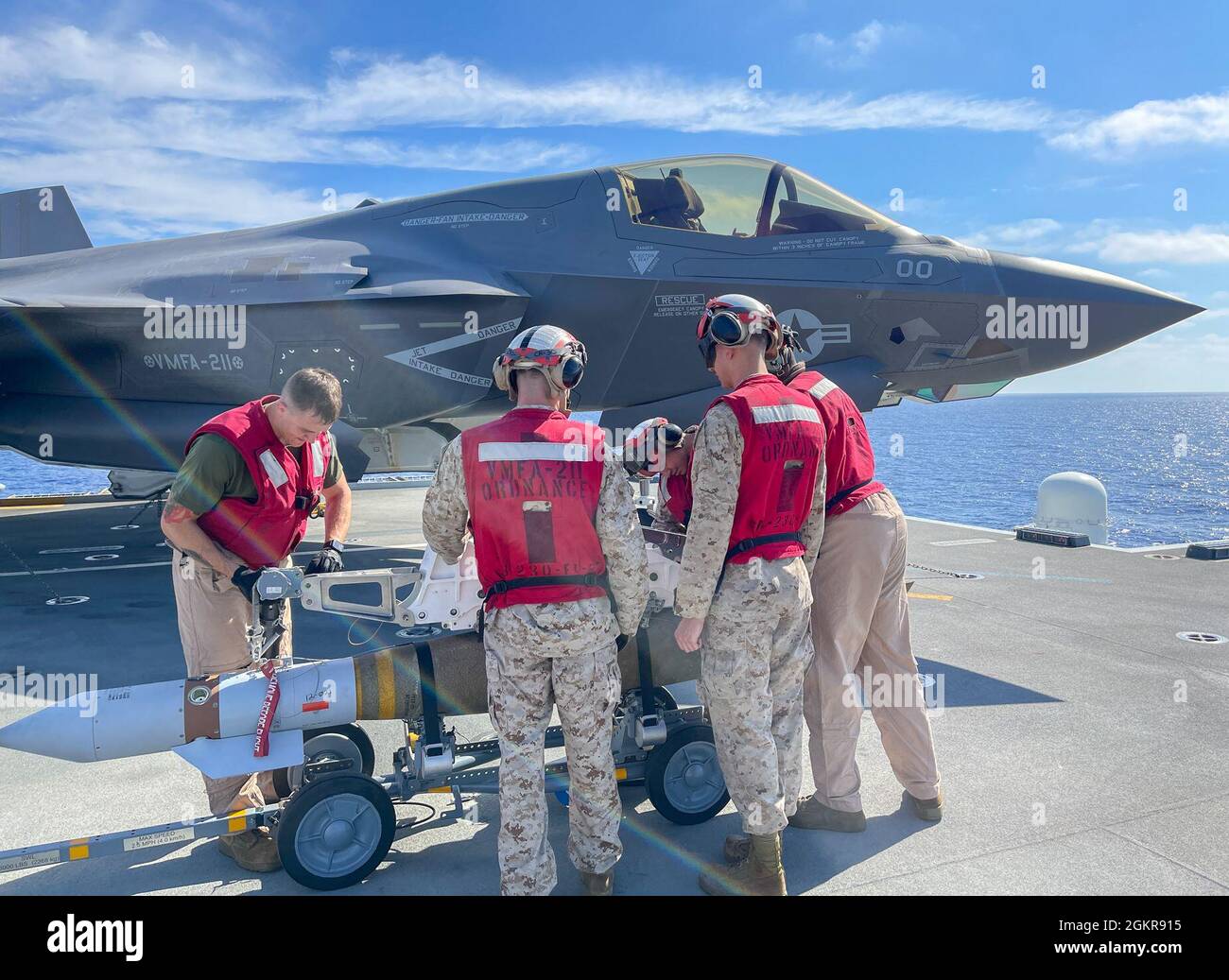 U.S. Marines with Marine Fighter Attack Squadron (VMFA) 211, Carrier ...