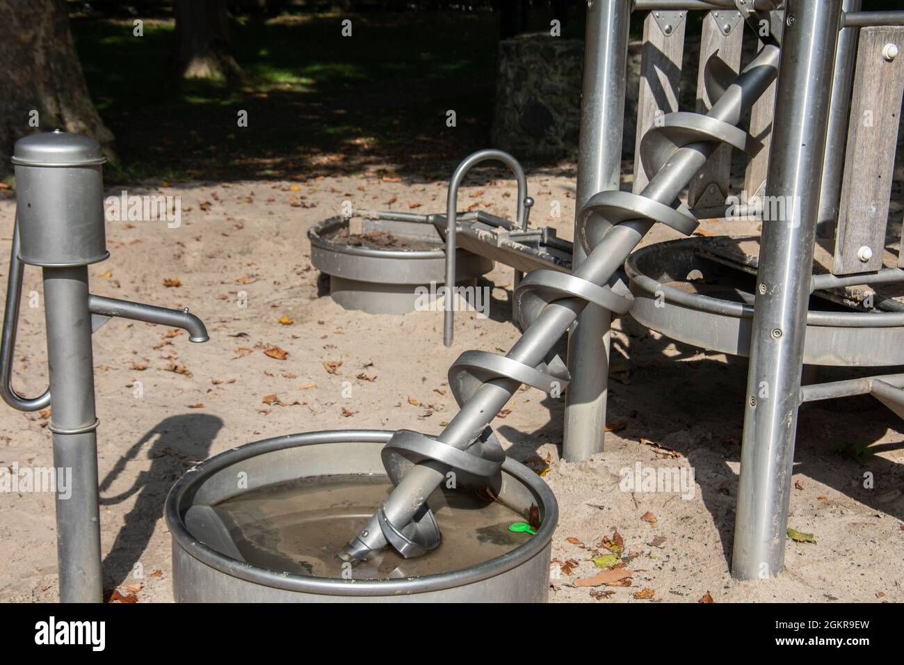 Stainless steel water pump and Archimedean screw Stock Photo - Alamy