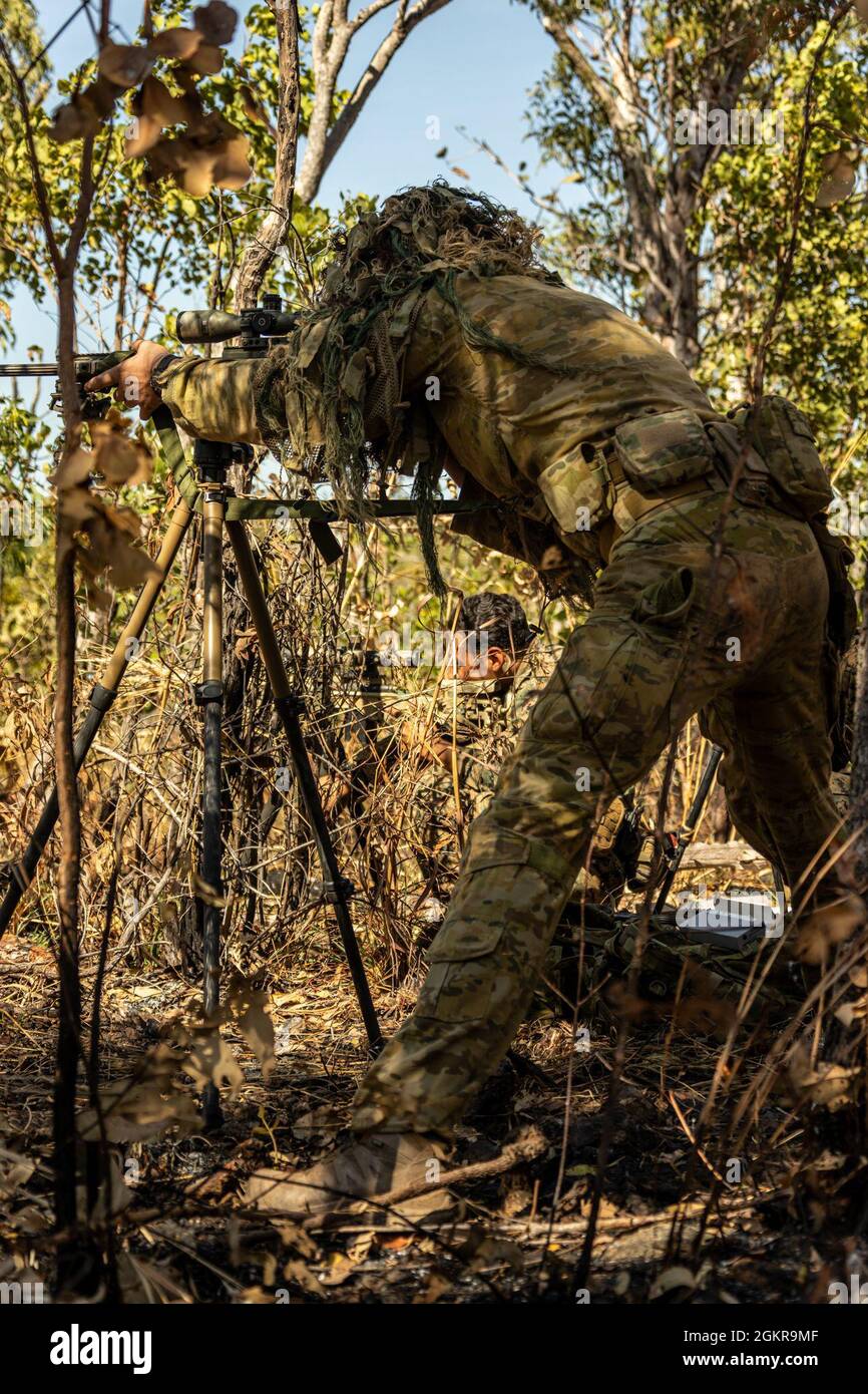 An Australian Army soldier sights in on a Blaser Tactical 2 Sniper ...