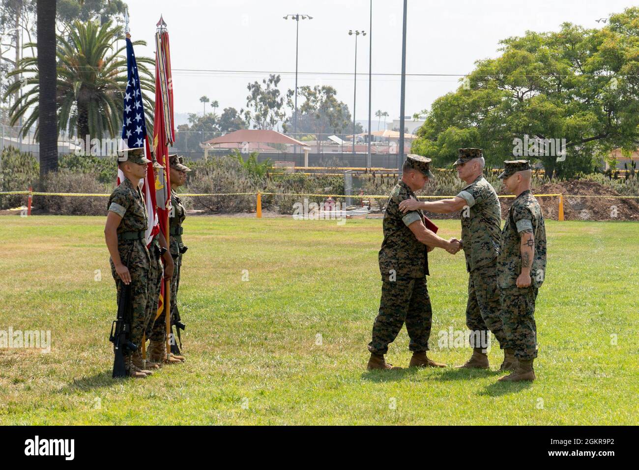U.S. Marine Corps Maj. Gen. Christopher J. Mahoney (right), commanding ...