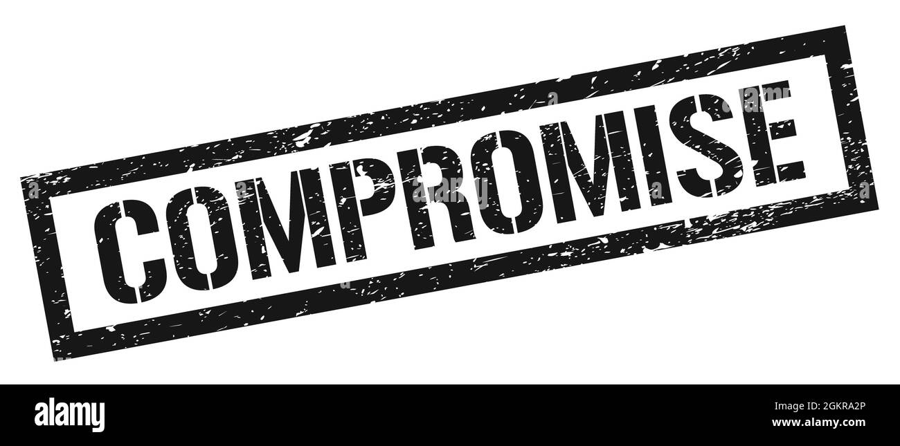 COMPROMISE black grungy rectangle stamp sign Stock Photo - Alamy