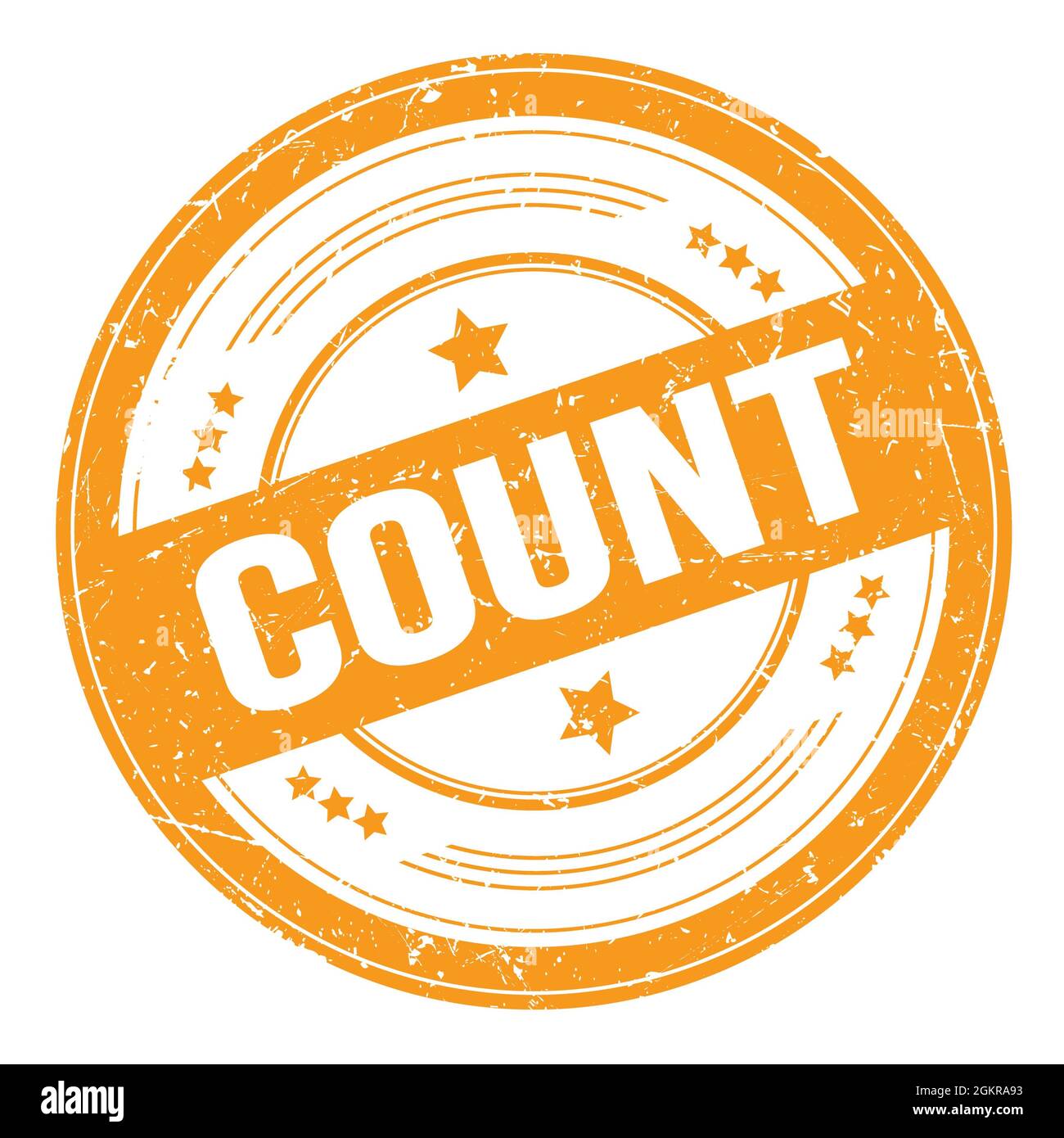 COUNT text on orange round grungy texture stamp Stock Photo - Alamy