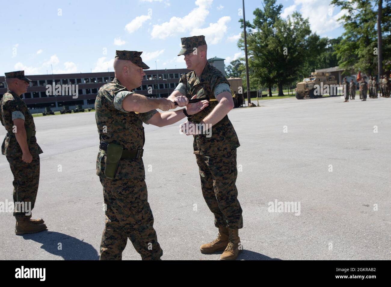U.S. Marine Corps Lt. Col. Ashley E. Lish (left), the commanding ...