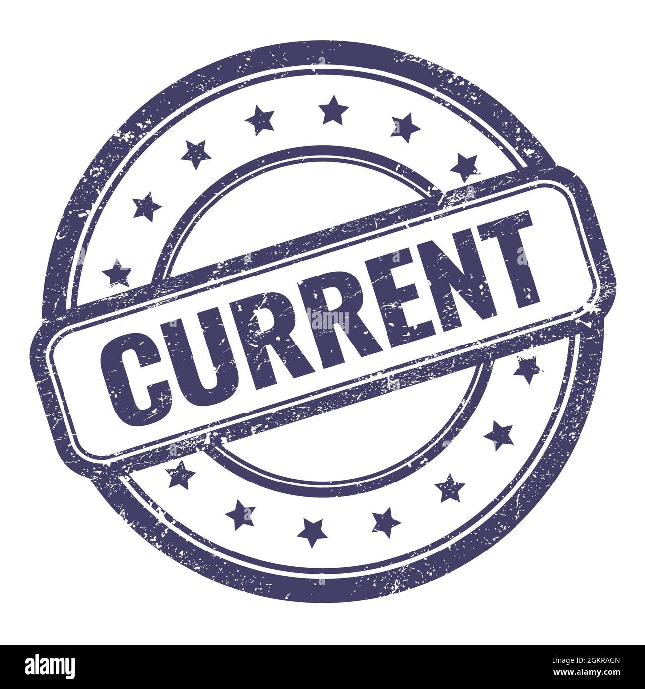 CURRENT text on indigo blue grungy vintage round rubber stamp Stock ...