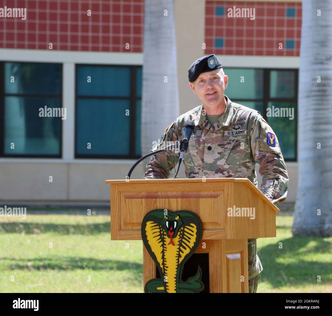 Lt. Col. Brian Young, outgoing commander of the Support Battalion ...