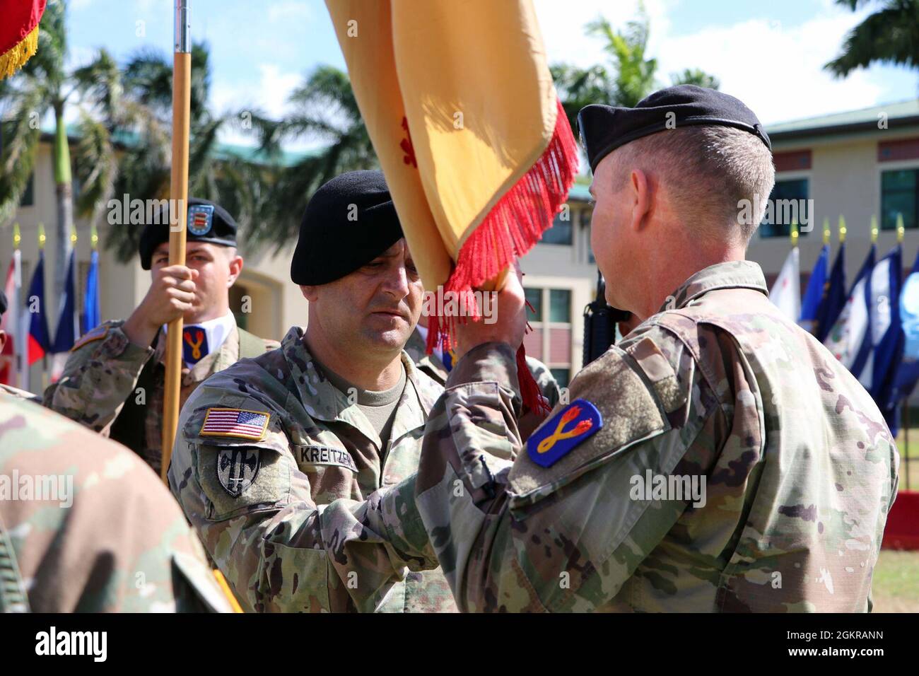 Lt. Col. Brian Young (right) with the Support Battalion, 196th Infantry ...
