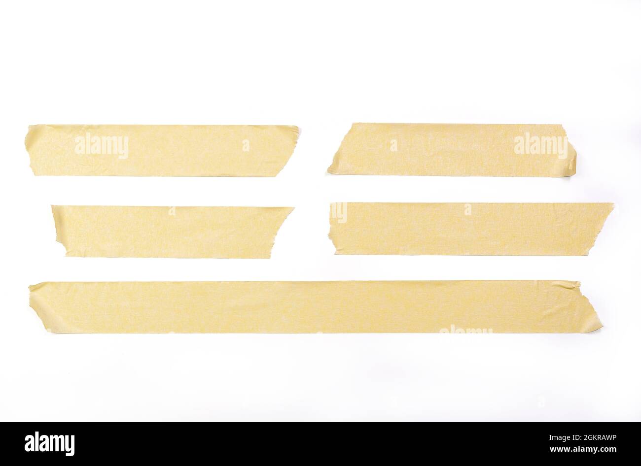 Adhesive tape pieces in line on white background, with cliping path ...