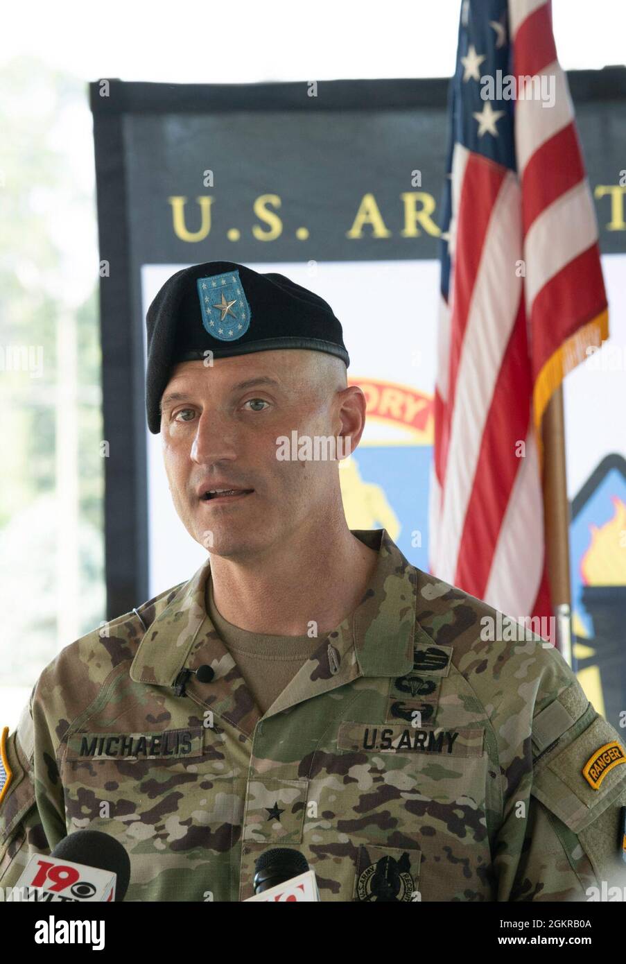 Brig. Gen. Patrick R. Michaelis, Fort Jackson commander, speaks to the ...