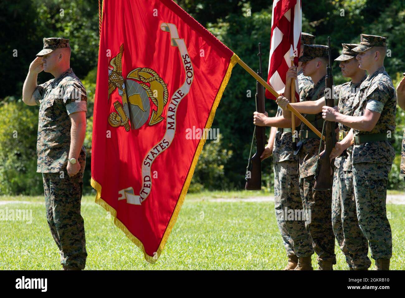 U.S. Lt. Col. John Al Marksury, outgoing Commanding Officer, Ground ...