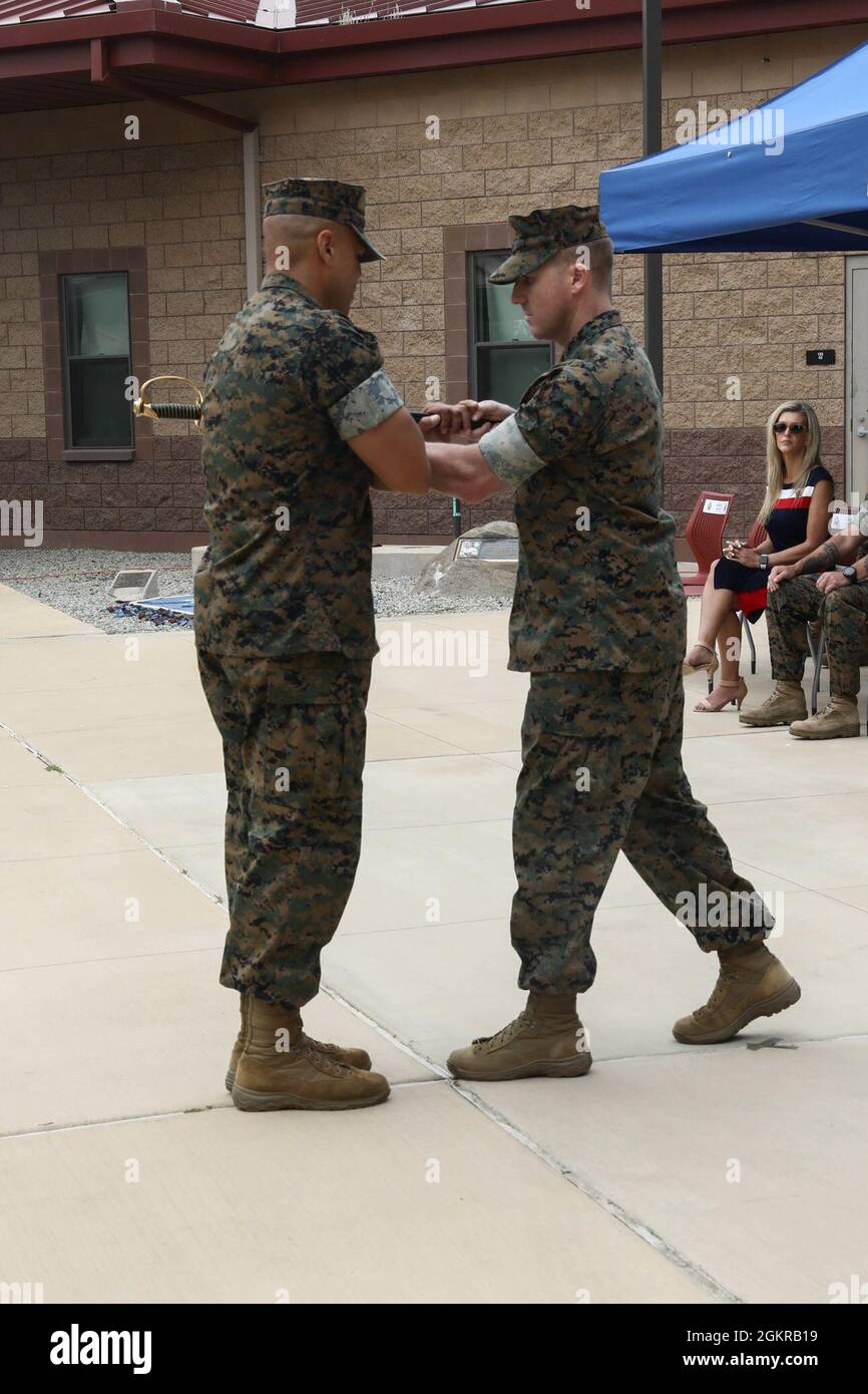 U.S. Marine Corps Lt. Col. Nathan Willis (right), the commanding ...
