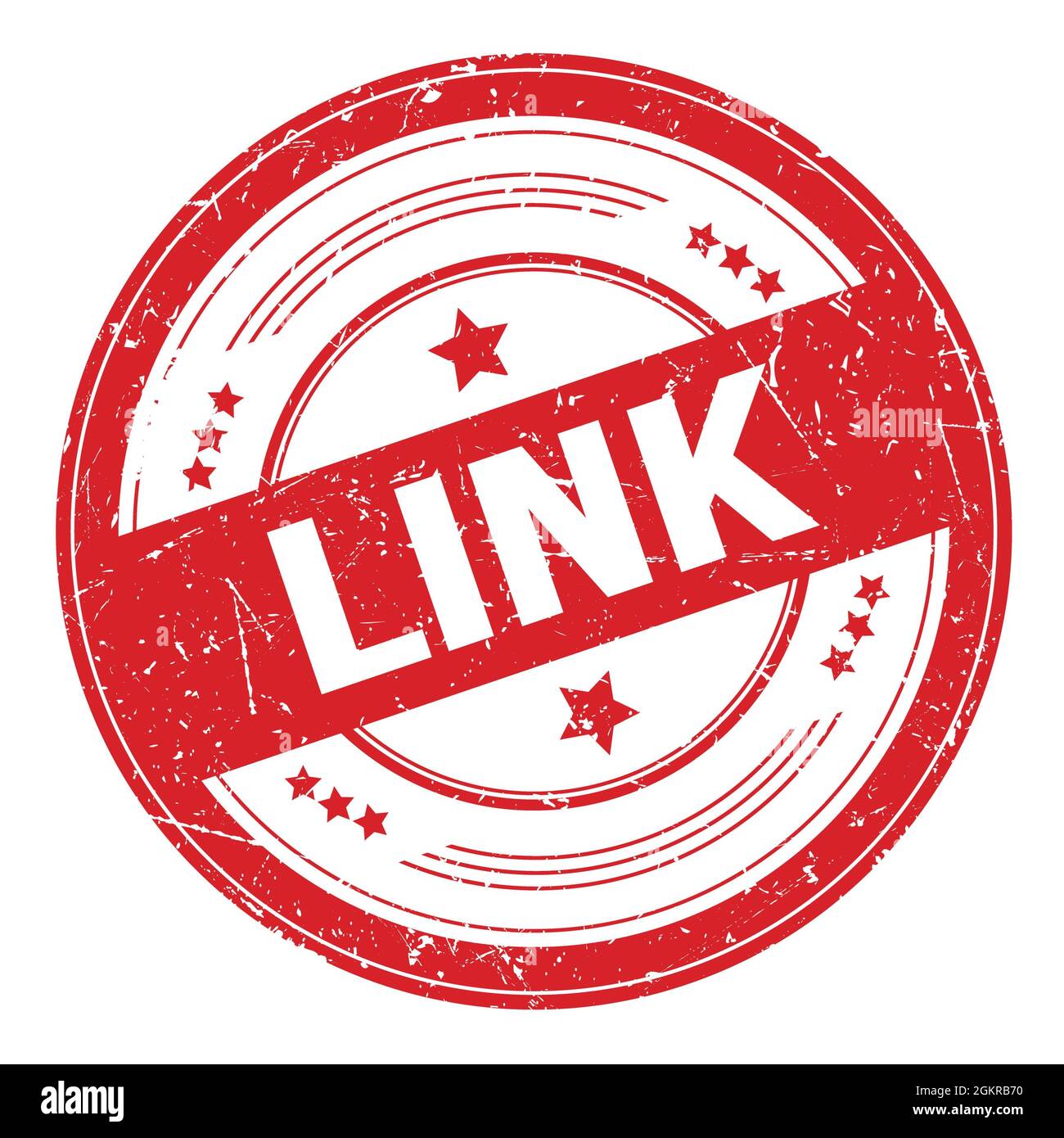 LINK text on red round grungy texture stamp Stock Photo - Alamy