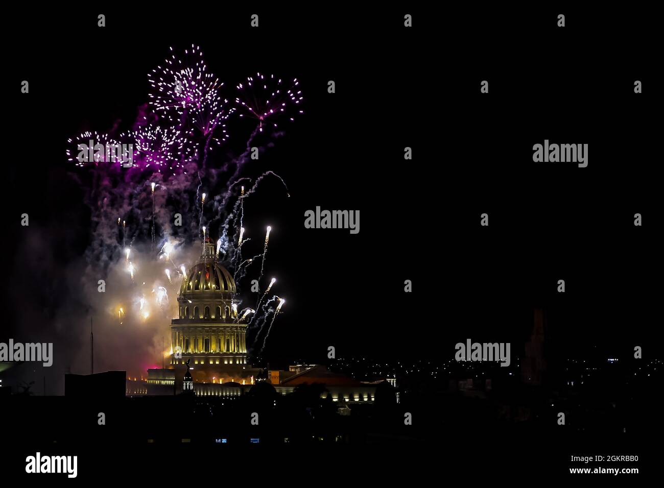 Beautiful shot of firework at night in Cuba Stock Photo - Alamy