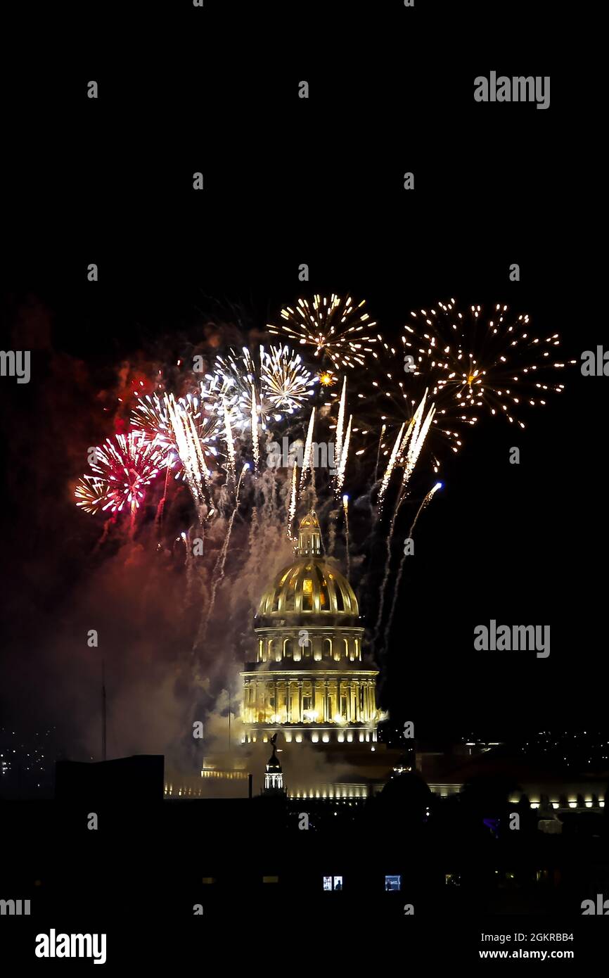 Vertical shot of firework at night in Cuba Stock Photo - Alamy