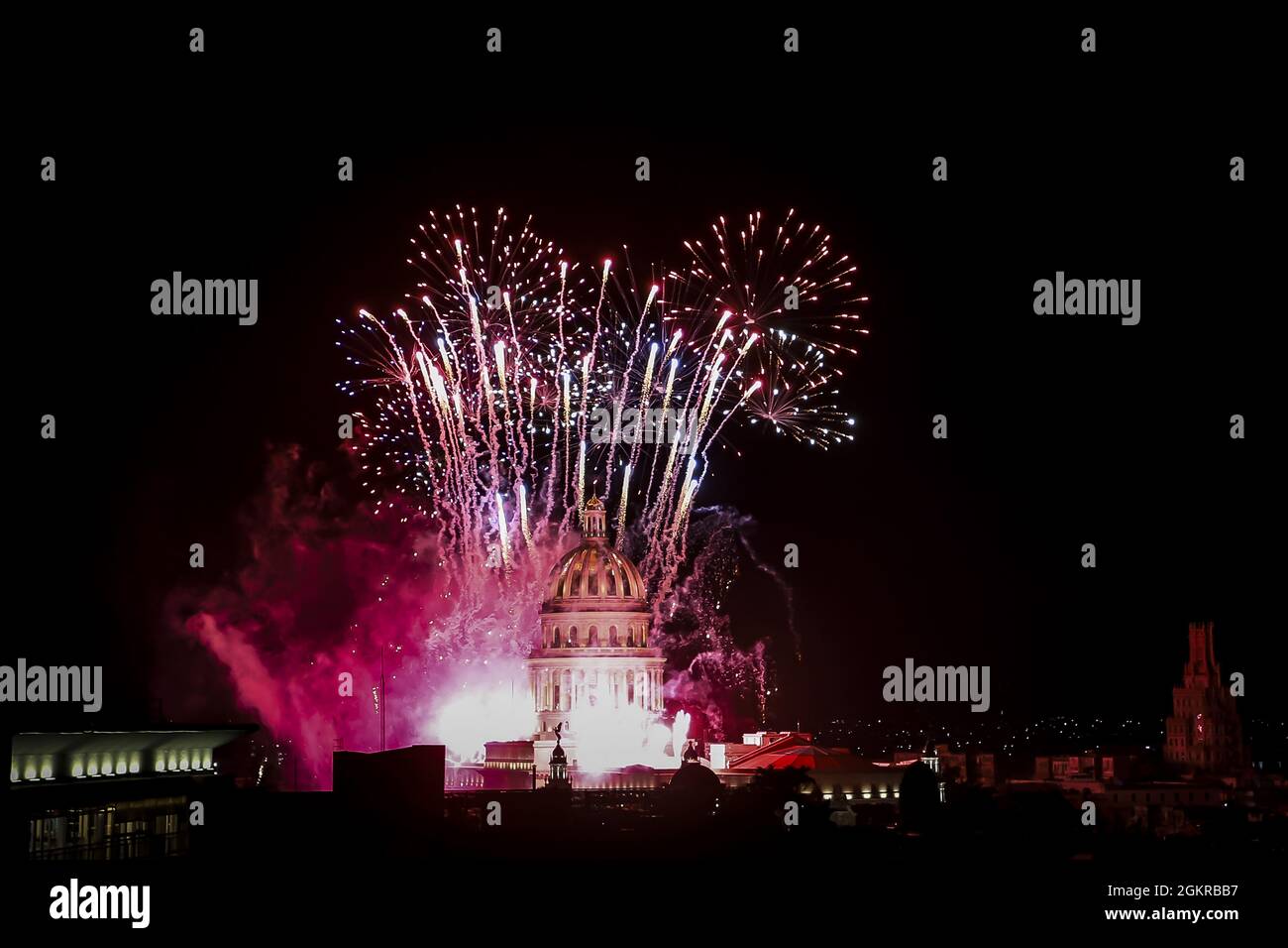 Beautiful shot of firework at night in Cuba Stock Photo - Alamy