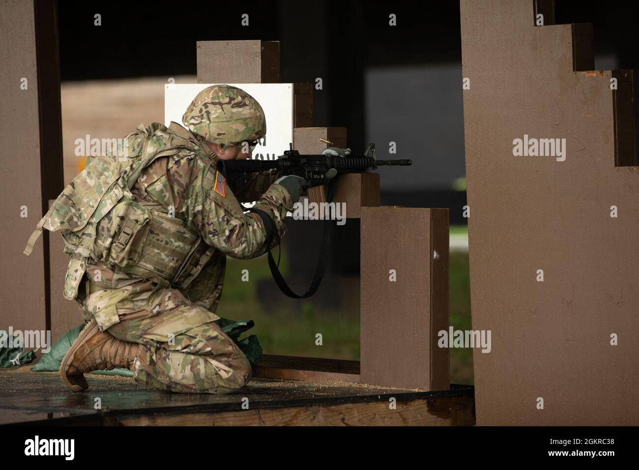 1st Signal Brigade soldiers are engaging targets during M4 Range ...