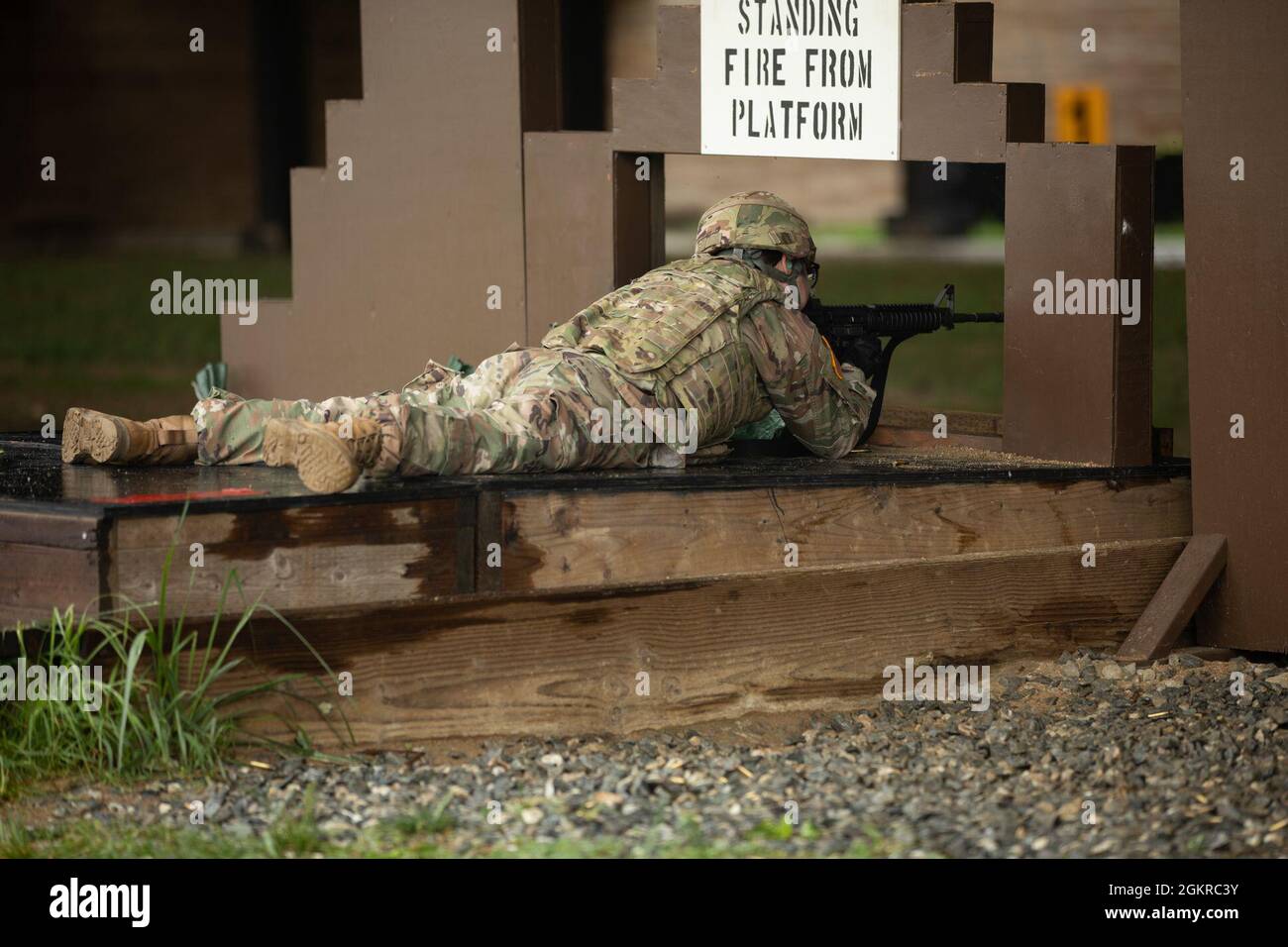 1st Signal Brigade soldiers are engaging targets during M4 Range ...