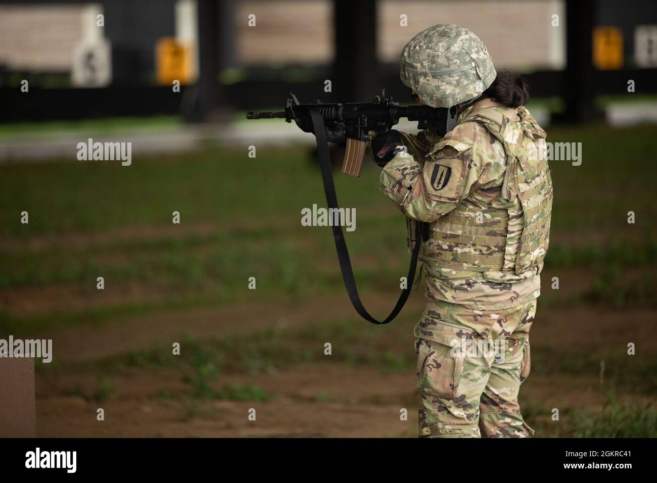 1st Signal Brigade soldiers are engaging targets during M4 Range ...