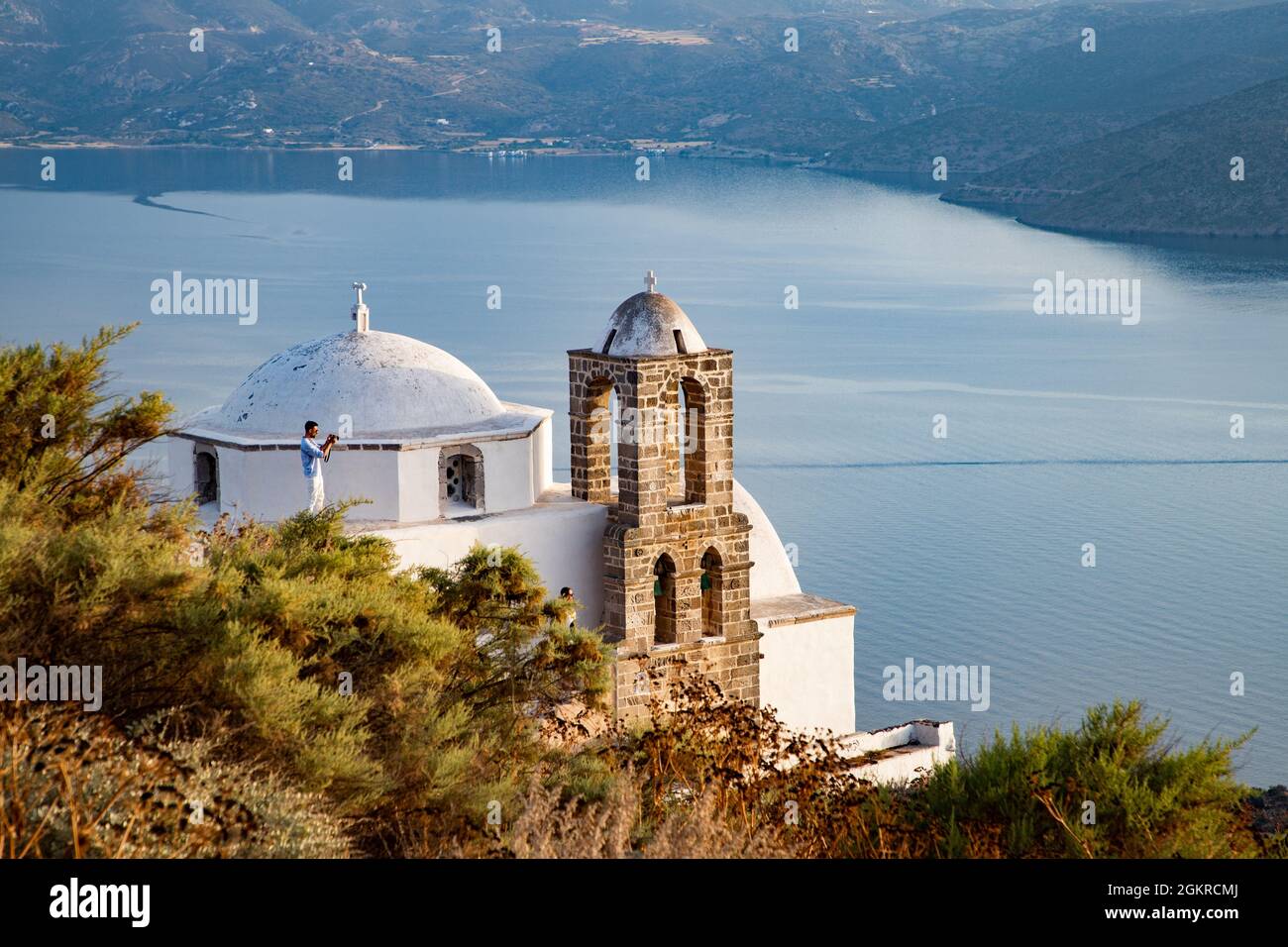 Domed church Pangia Thalassitra, church on Milos with a view over the ...