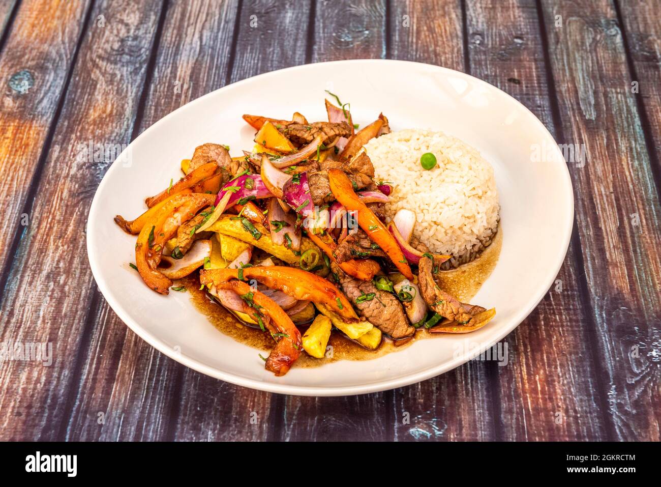 Typical recipe of a Peruvian restaurant of sirloin sautéed with ...