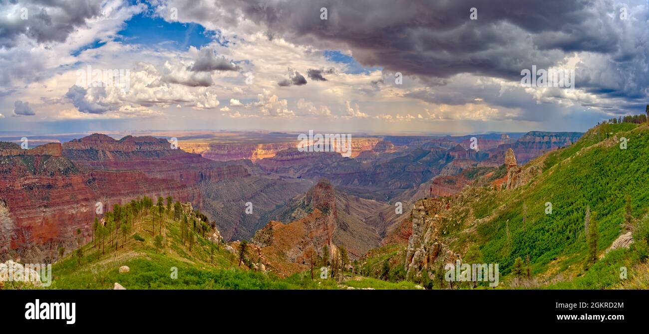 Grand Canyon view north of Point Imperial with Woolsey Butte on the ...