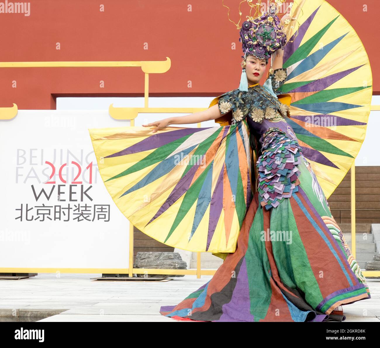 Beijing, China. 15th Sep, 2021. A model presents a creation designed by ...