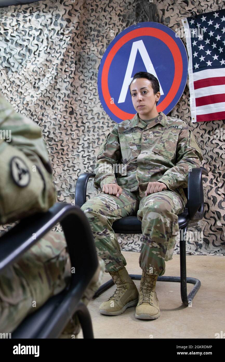 U.S. Army Sgt. Rebecca Worthy, a combat medic specialist with the 1st ...