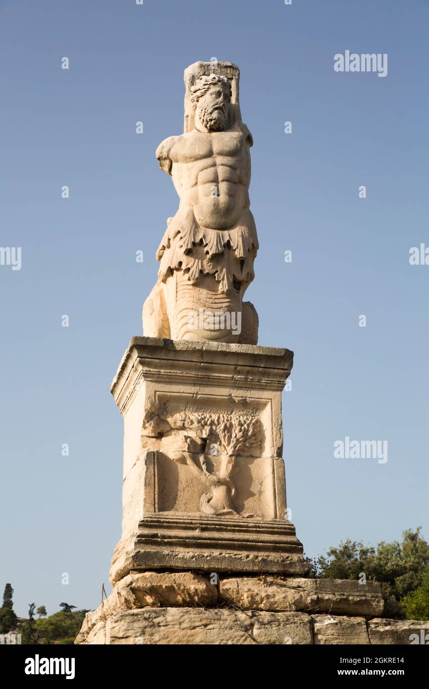 Statue, Odeon of Agrippa, Ancient Agora, Athens, Greece, Europe Stock ...