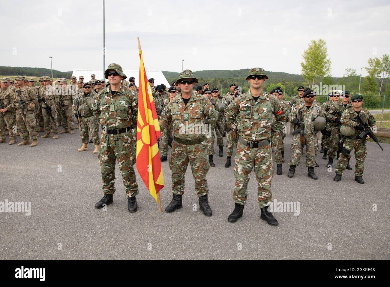 Service members of the Republic of North Macedonia Armed Forces await ...