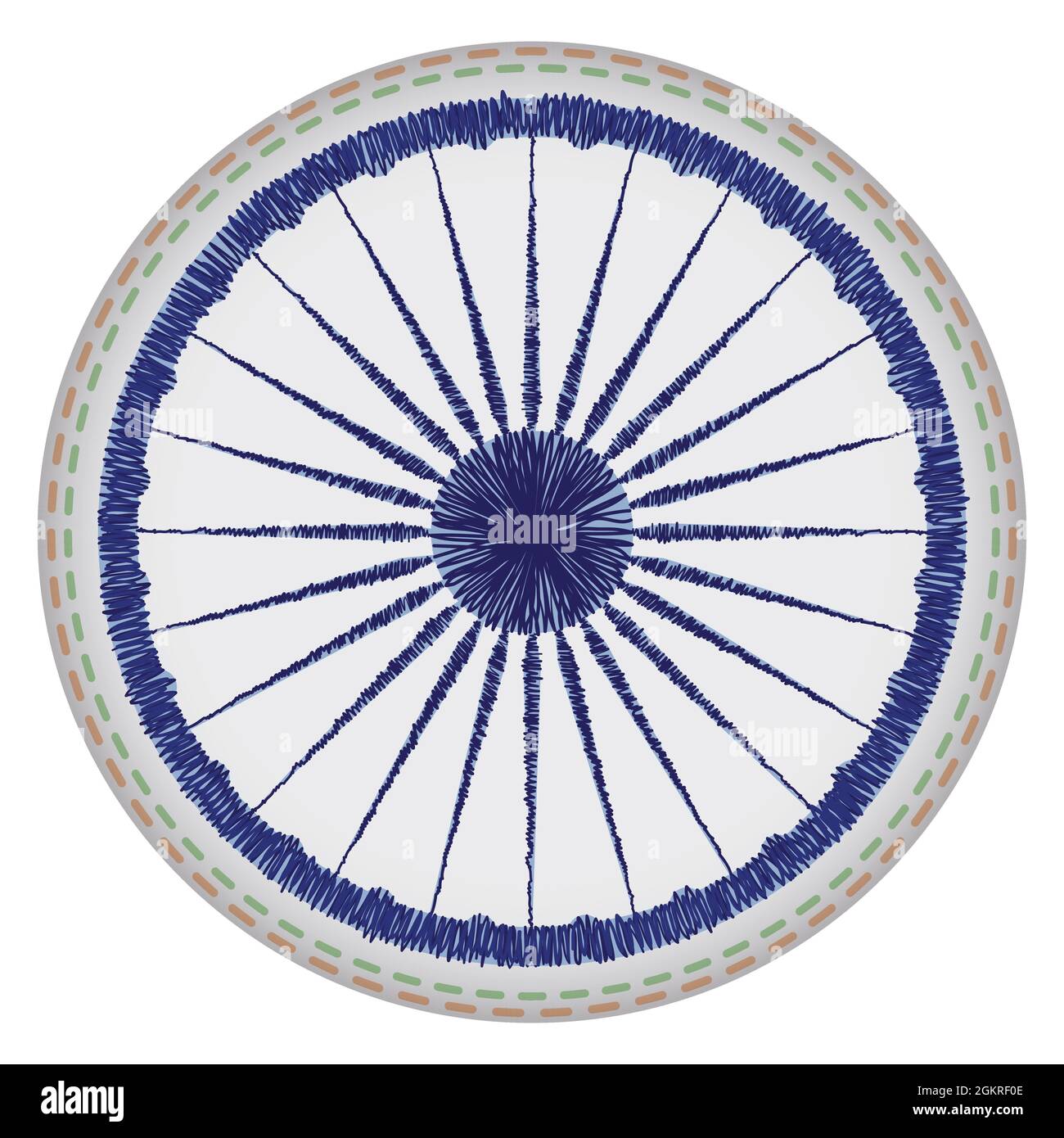 Round button with Indian stitched colors and Ashoka Chakra wheel symbol ...