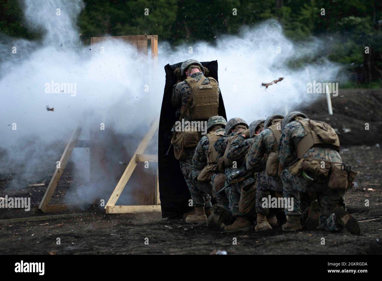 U.S. Marines with 2d Battalion, 2d Marines, conduct a demolition range ...