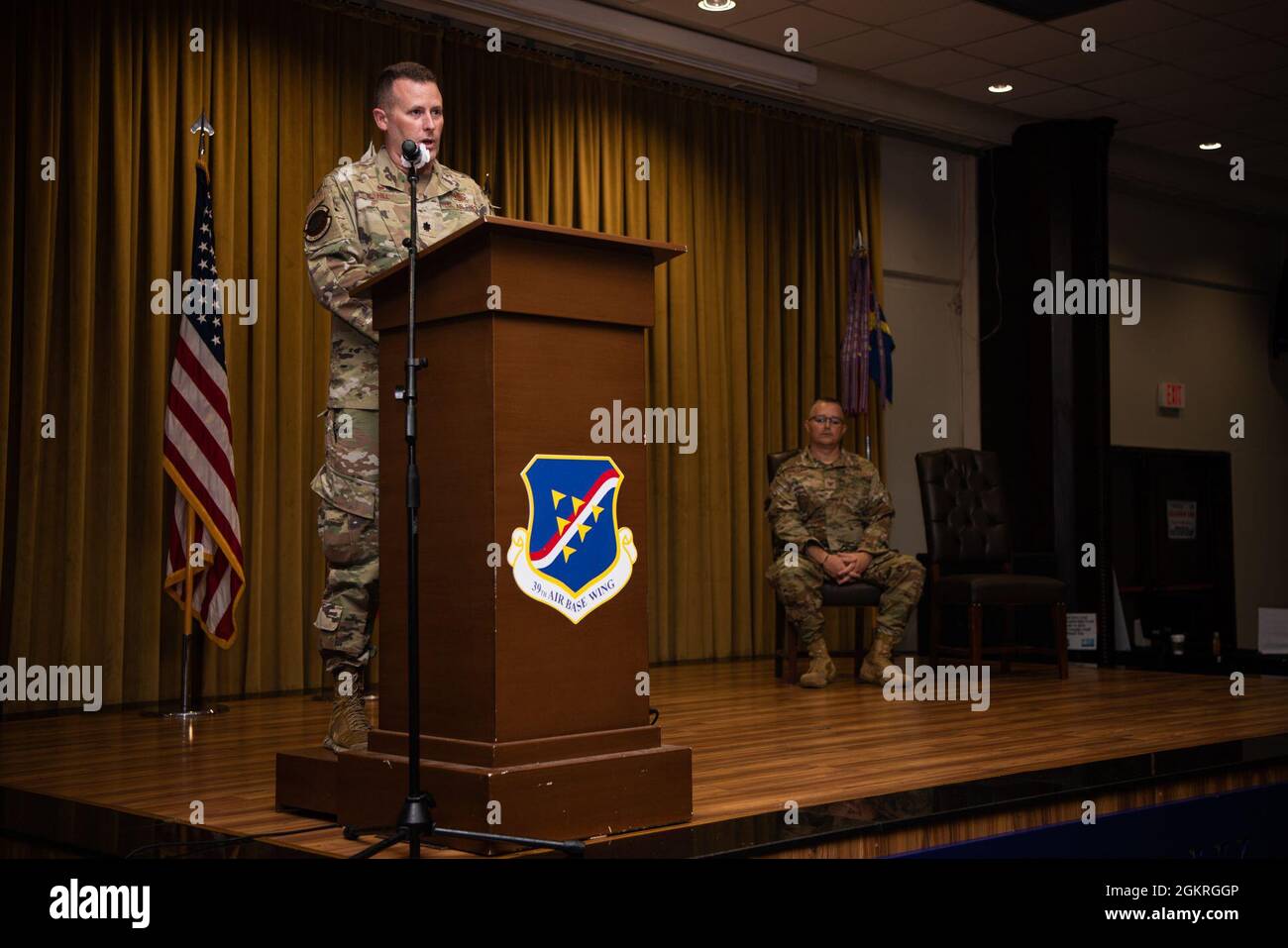 Lt. Col. Jeffrey Hill, 39th Maintenance Squadron commander, gives his ...
