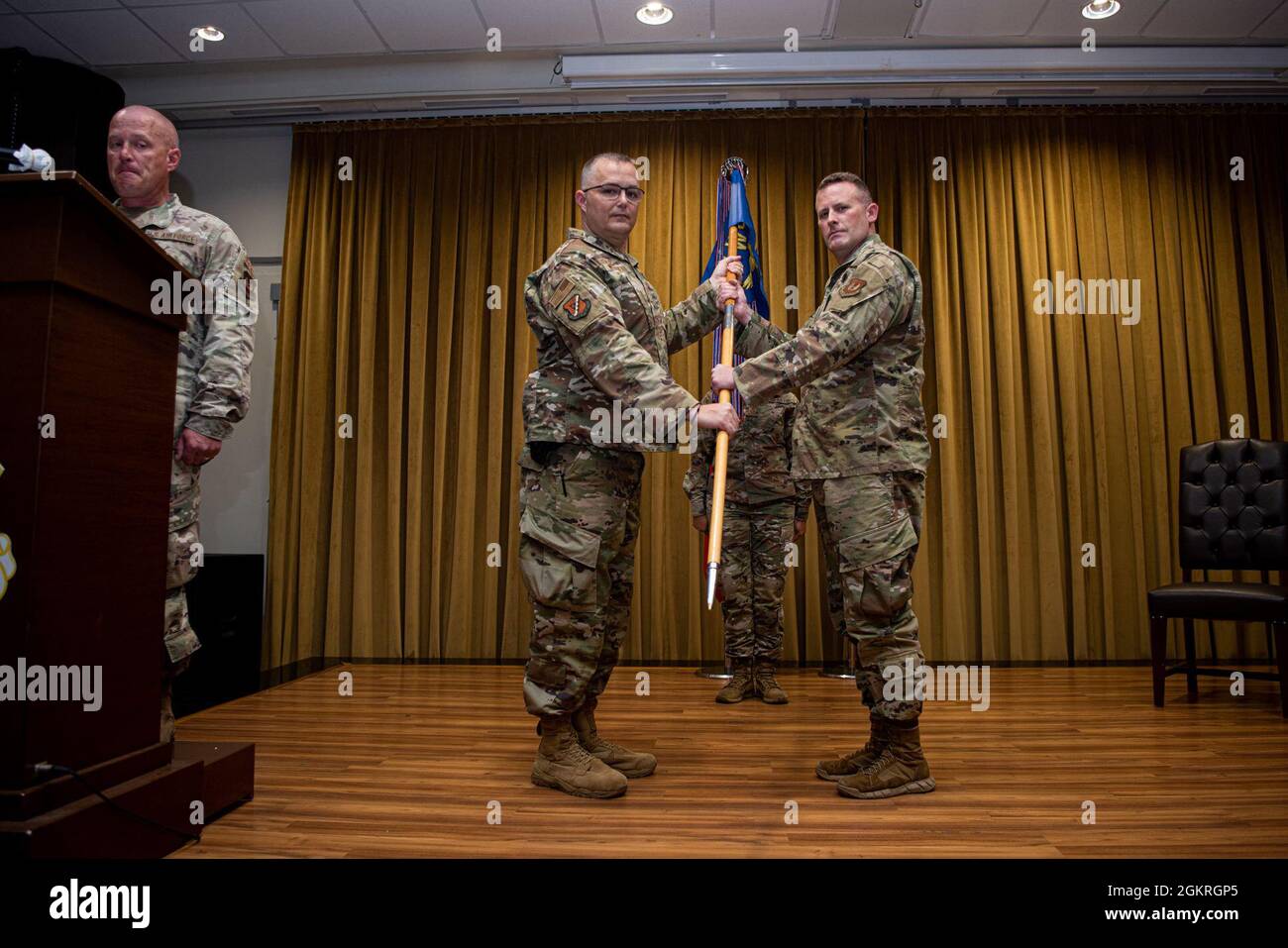 Lt. Col. Jeffrey Hill, right, incoming 39th Maintenance Squadron ...