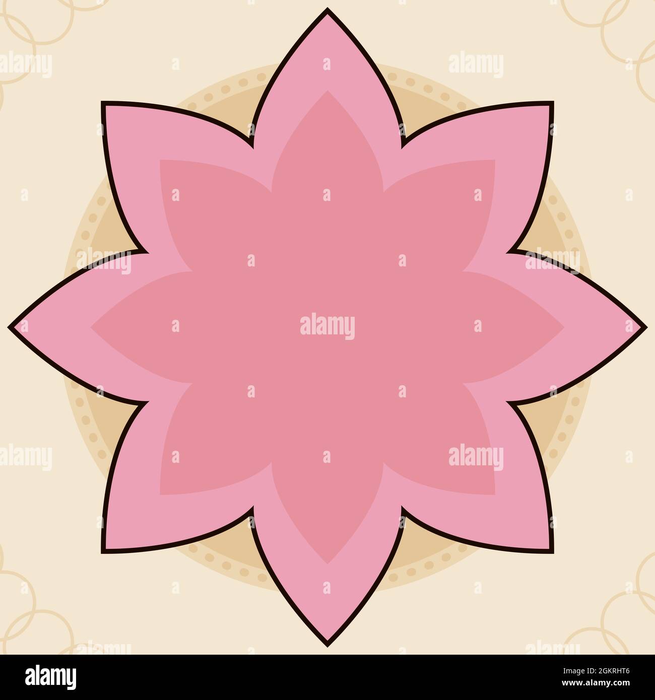Background decoration with lotus flower shape with bold outline and ...