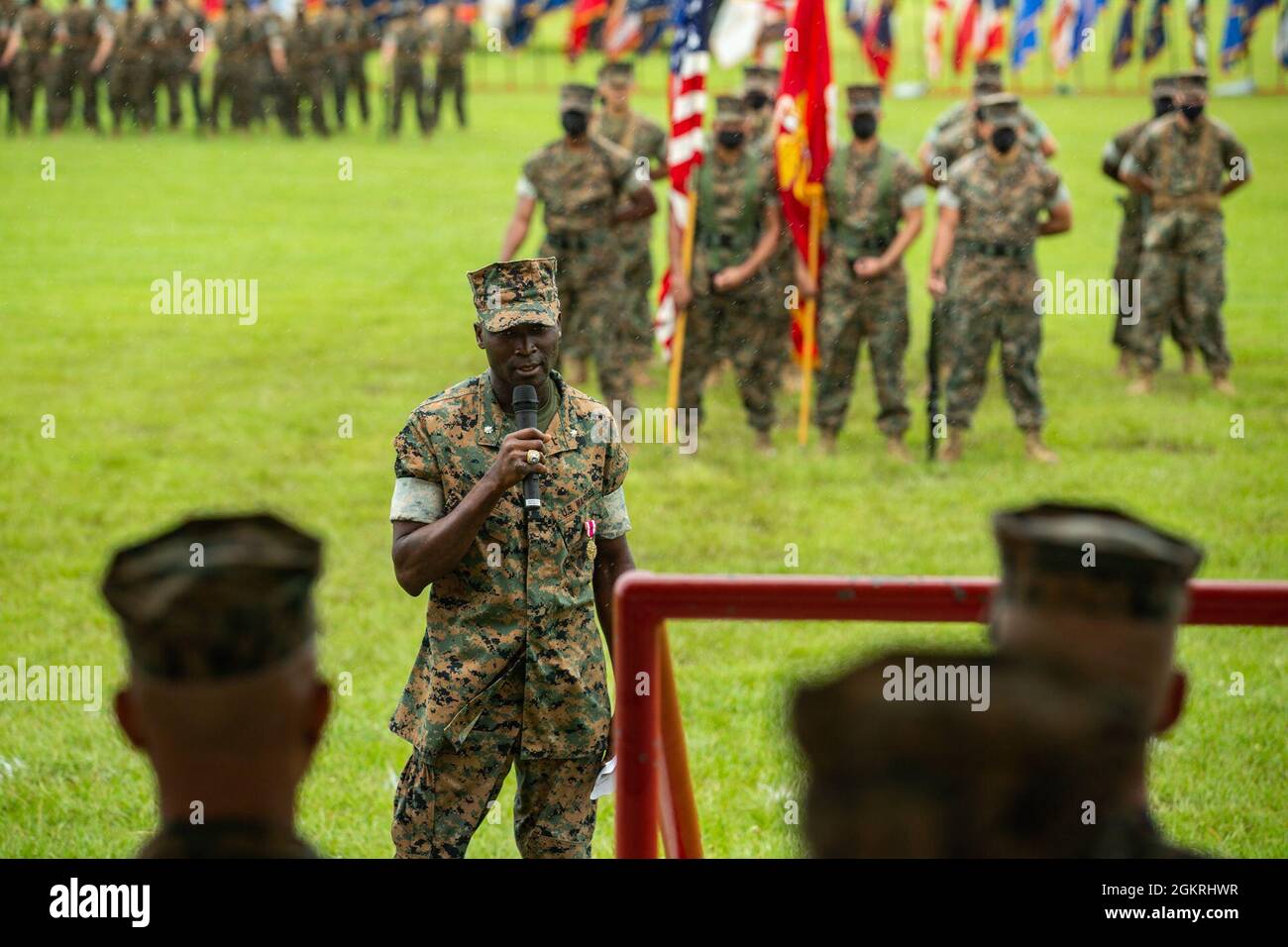 U.S. Marine Corps Lt. Col. Kwabena Gyimah, outgoing commanding officer ...