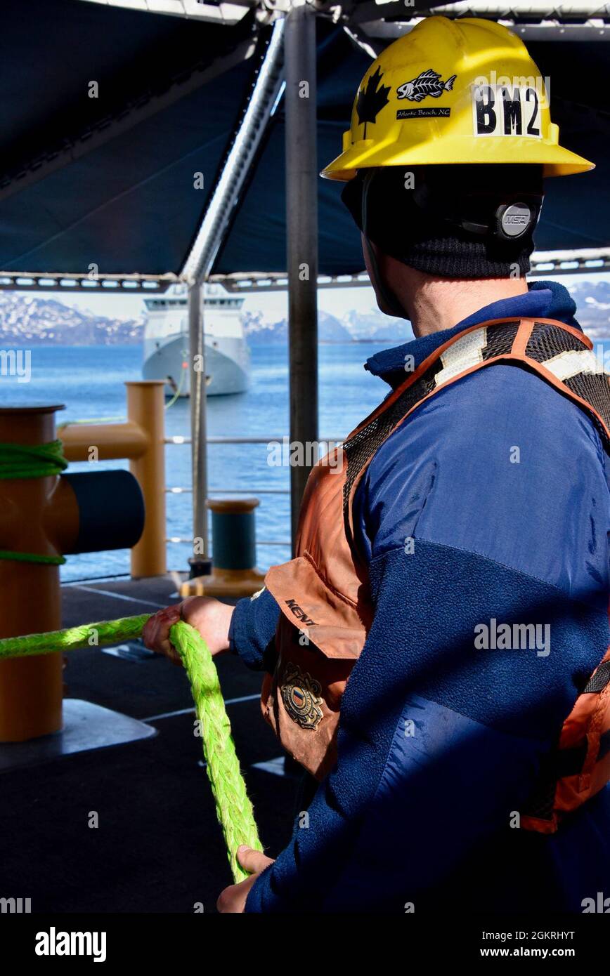 The USCGC Maple (WLB 207) crew participate in a towing exercise with ...