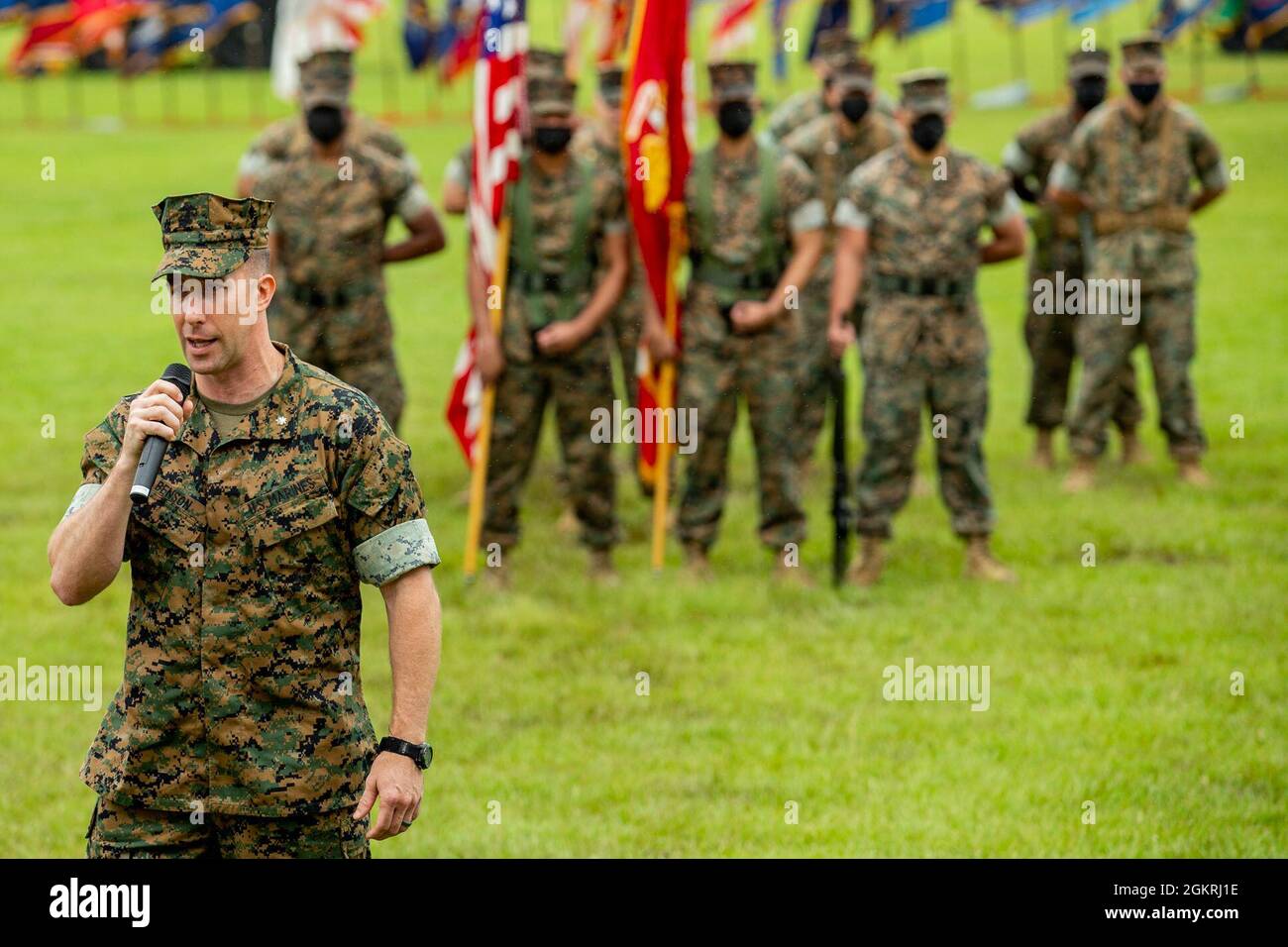 U.S. Marine Corps Lt. Col. Daniel Benson, outgoing commanding officer ...