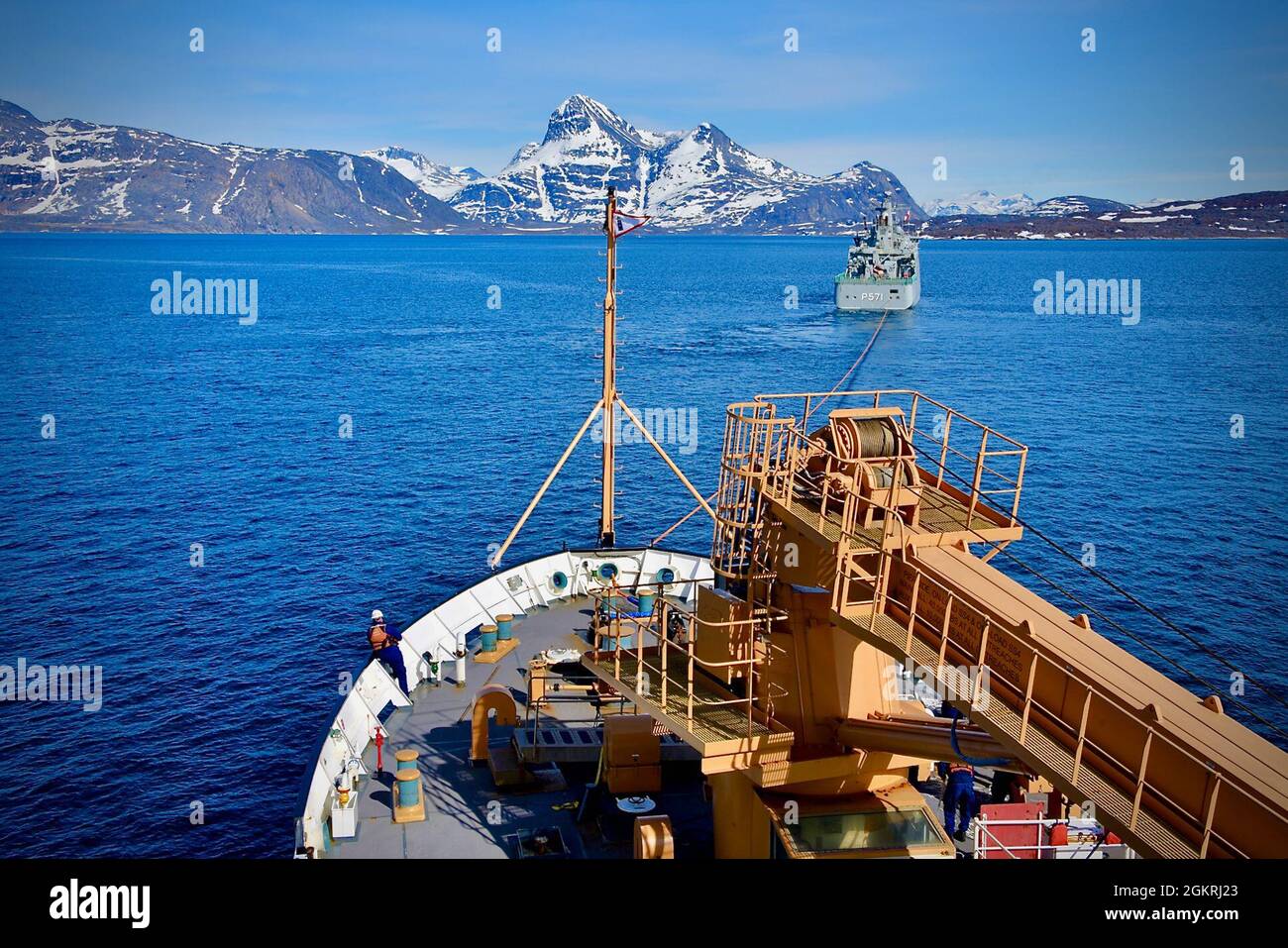 The USCGC Maple (WLB 207) crew participate in a towing exercise with ...