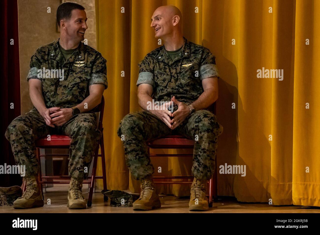 U.S. Marine Corps Lt. Col. Eric N. Starr, left, the outgoing commander ...