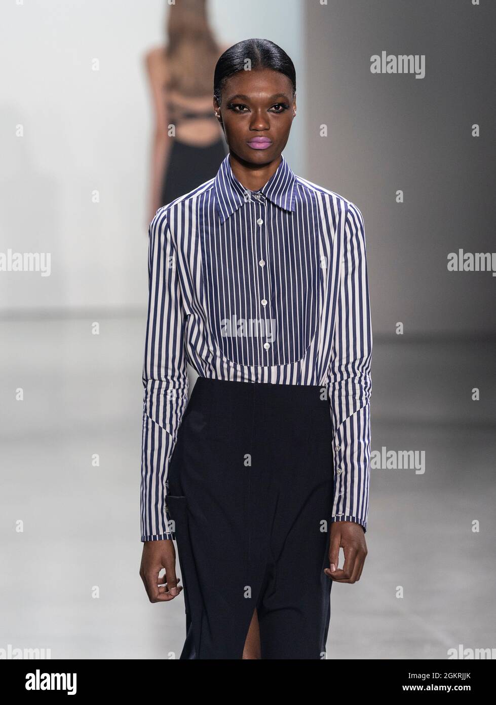 New York, NY - September 9, 2021: Model walks runway for Michelle ...
