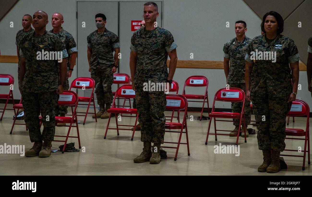 U.S. Marine Corps Brig. Gen. Brian Cavanaugh, left, Sgt. Maj. Stephen ...
